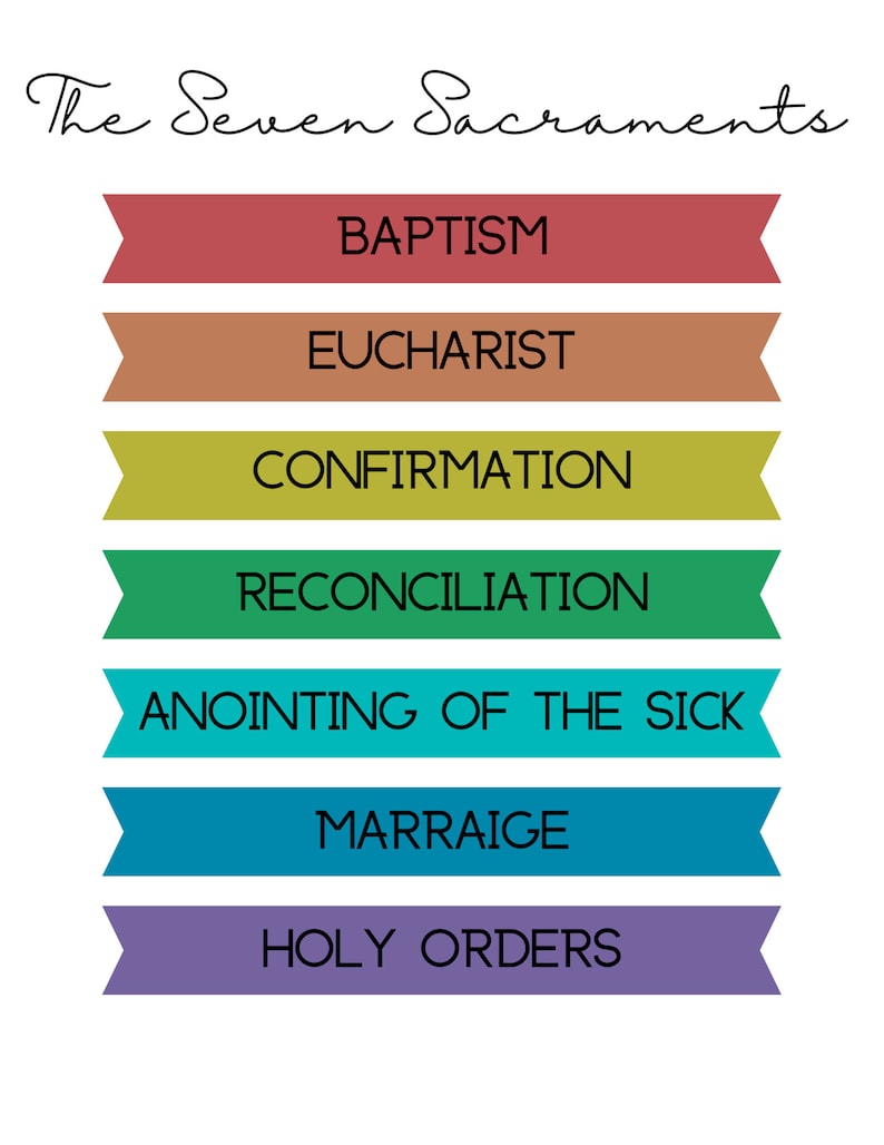 Catholic Seven Sacraments Printable for RE or Homeschool Use - Etsy