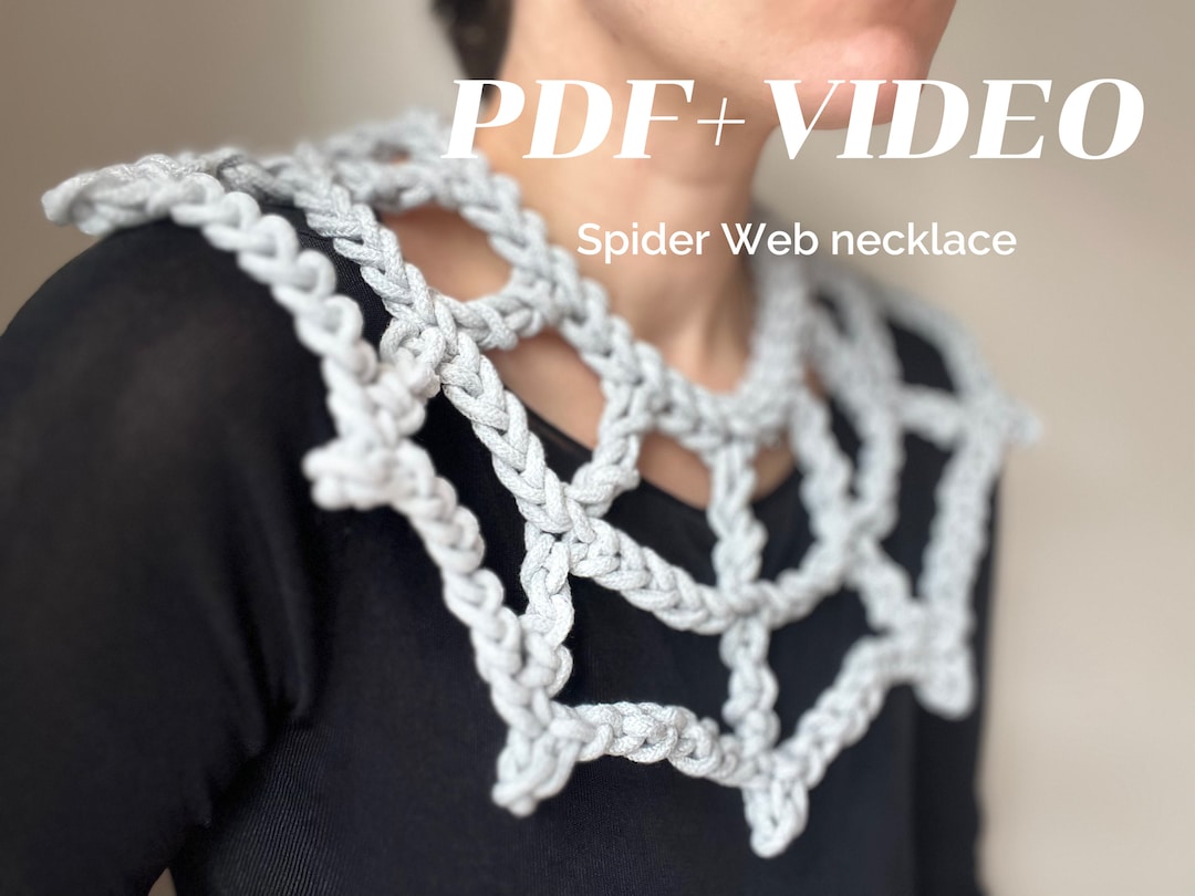 Spider Web Necklace, Web Necklace Pattern, Crochet for Beginners, Step ...