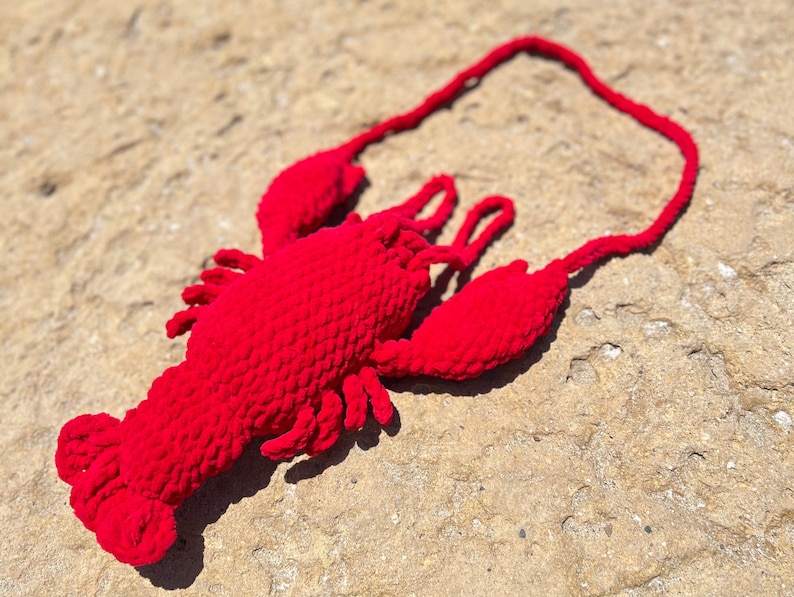 NO-SEW Crochet PATTERN: Lobster Bag Pattern - Plush Yarn Crochet ...