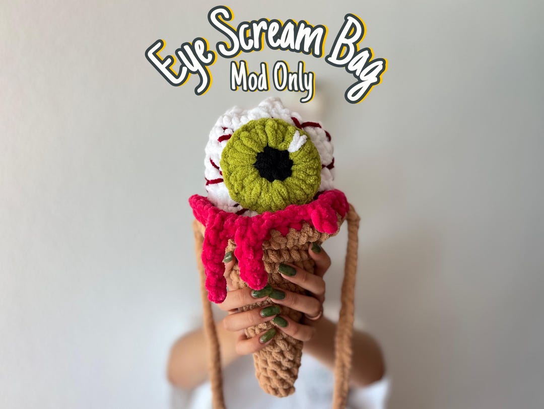 Crochet Eyeball Ice Cream Bag: Halloween Mod PATTERN Only (PDF) - Etsy