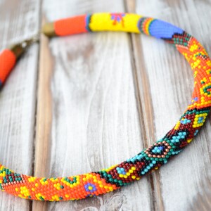 African Tribal Ethnic Bead Crochet Rope Necklace - Etsy