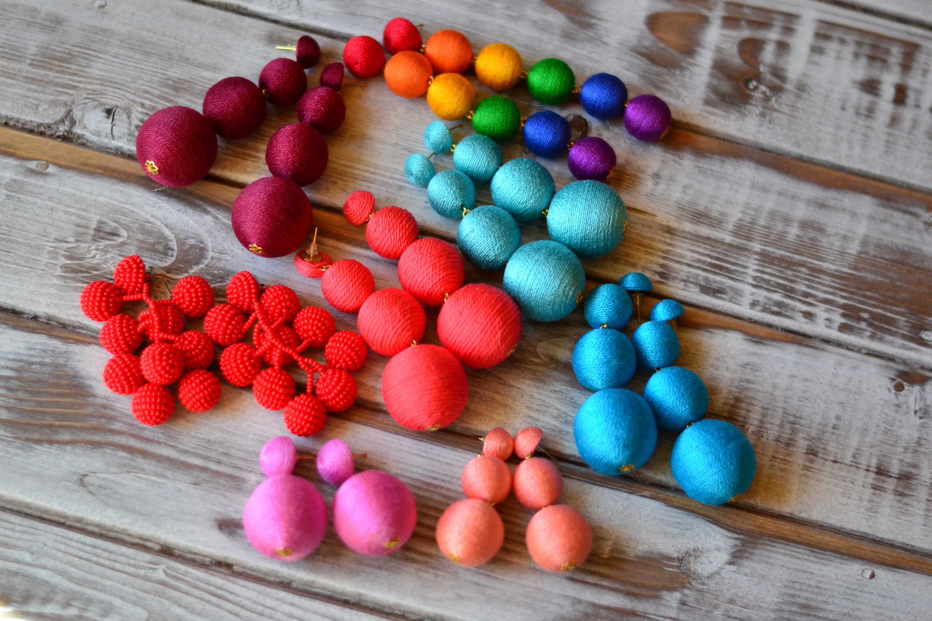 Six Balls Les Bon Bon Multicolor Bonbons Pon Pon Earrings - Etsy