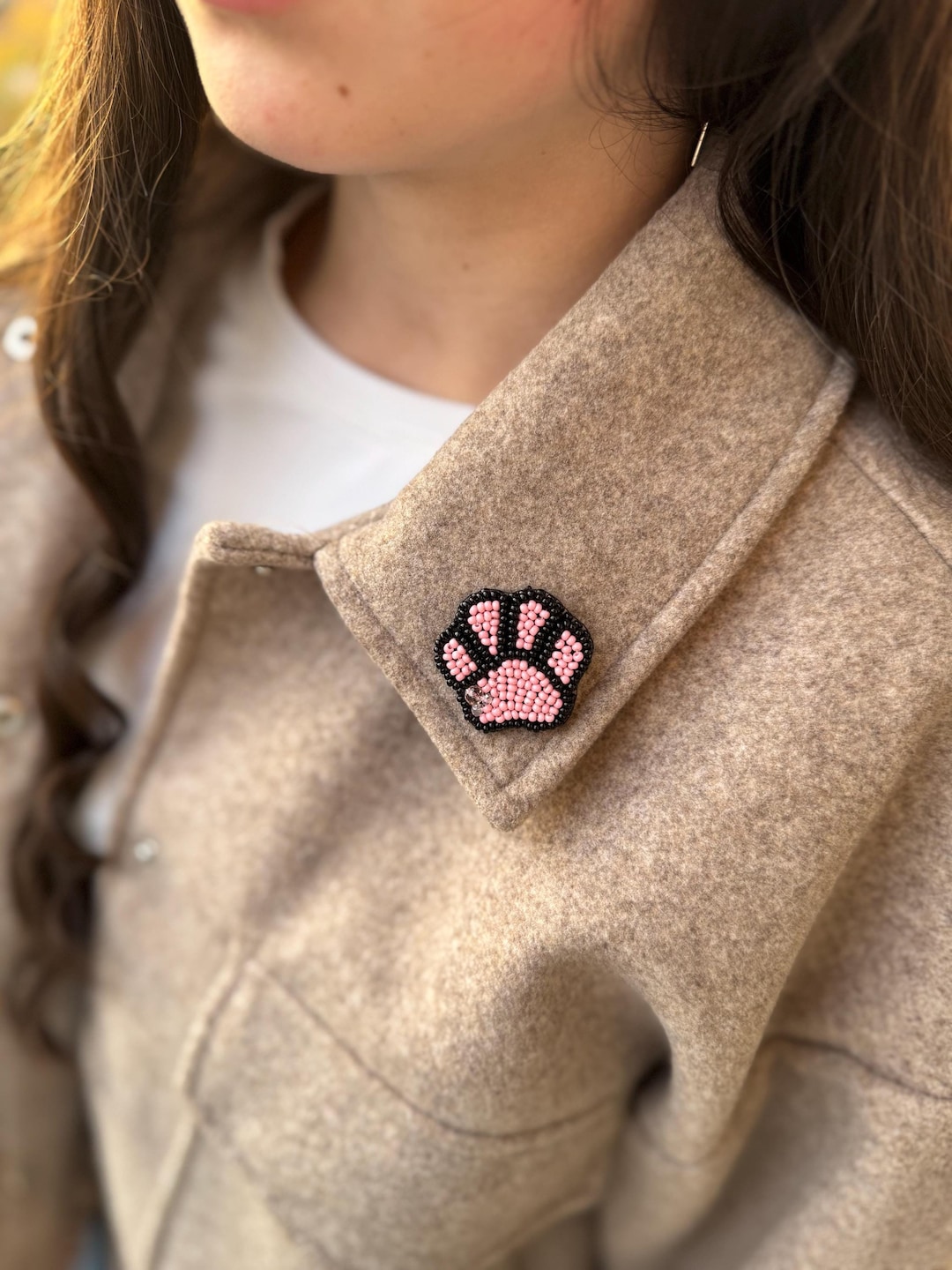 Beaded Pet Paw Brooch: Handmade Cat & Dog Jewelry Pin Embroidered ...