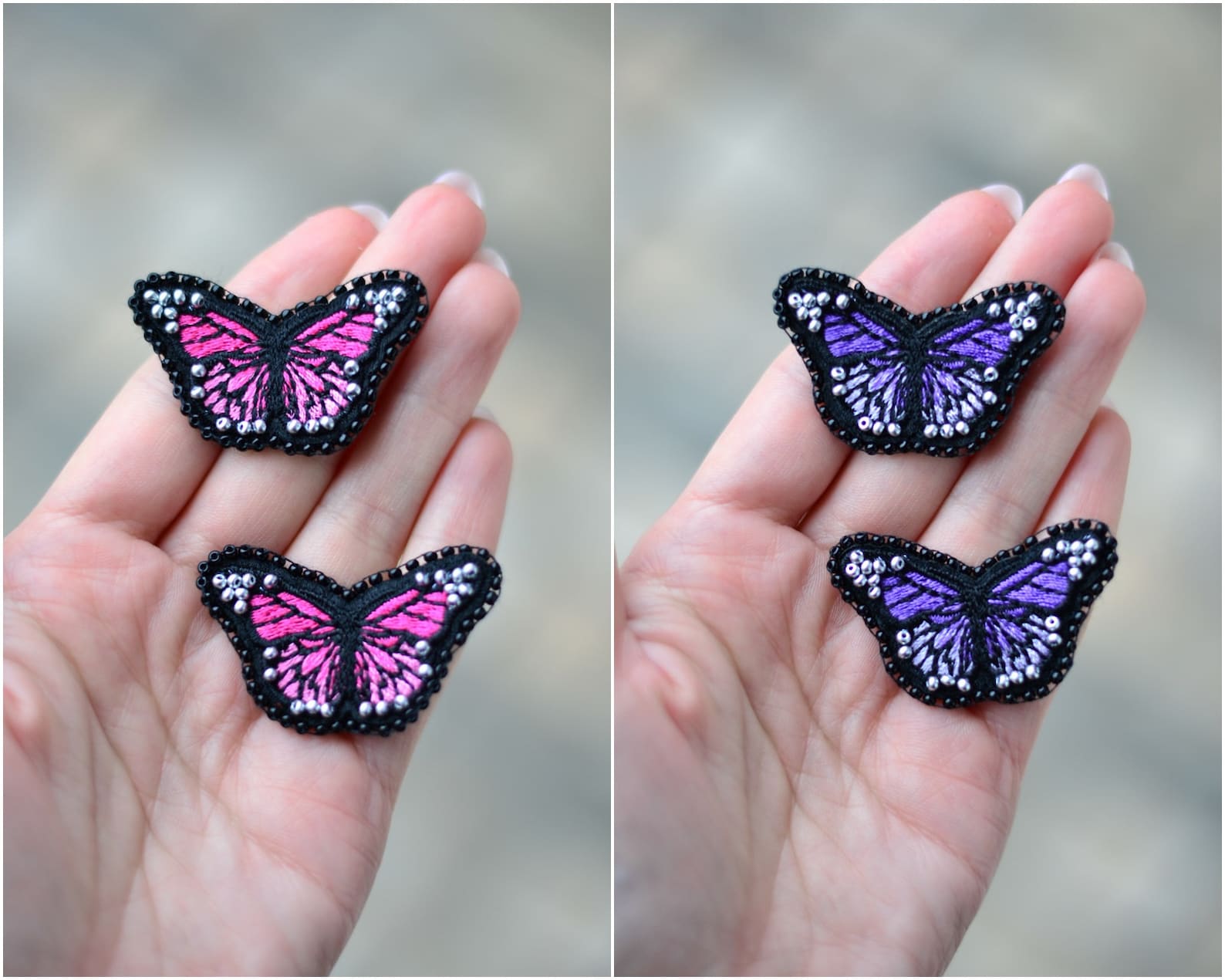 Butterfly stud earrings beaded bohemian earrings | Etsy