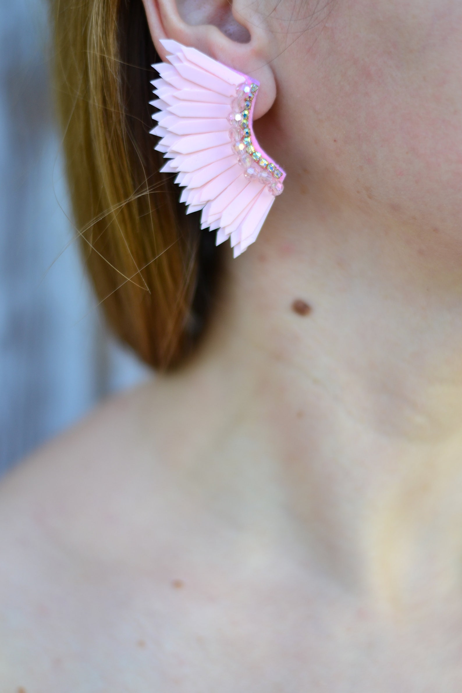 Small Wings Earrings Light Soft Pink Lilac Lavender - Etsy