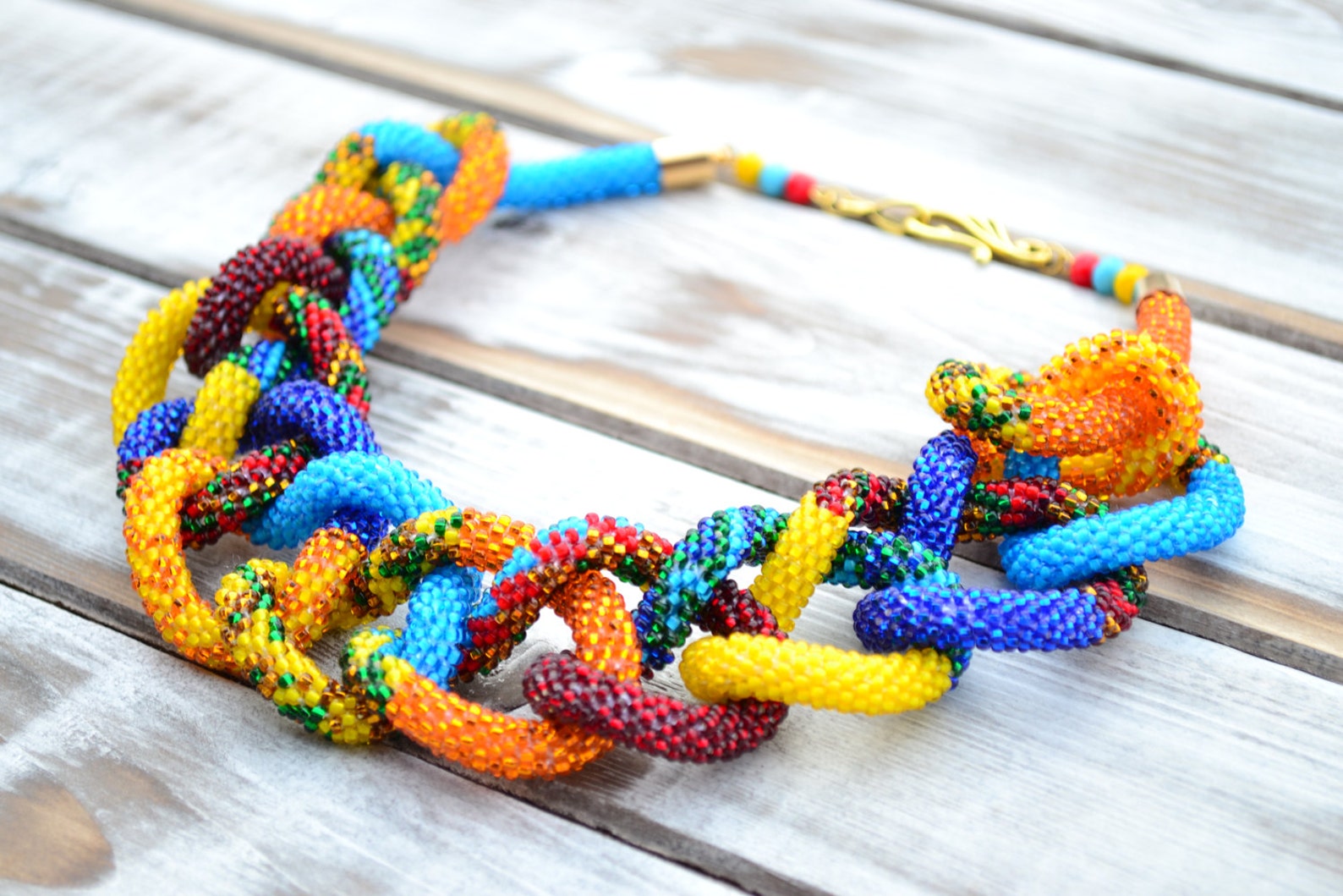 Rainbow Beaded Lariat Long Spiral Rope Necklace Multicolour - Etsy