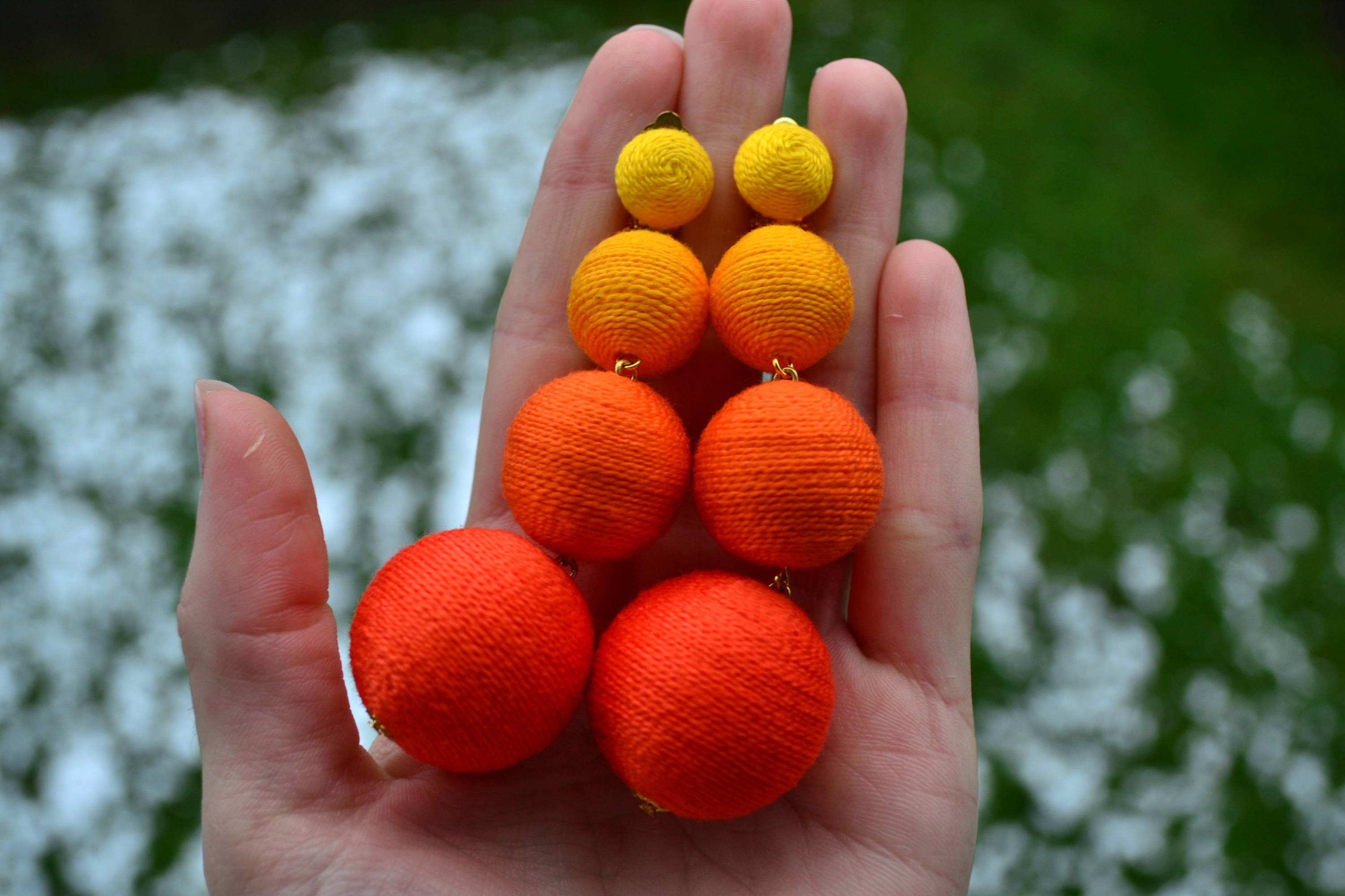 Yellow Orange Gradient Ball Drop Clip Earrings - Etsy