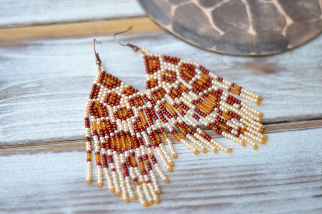 Leopard Fringe Earrings Animal Print Animalistic Earrings Boho Bohemian ...