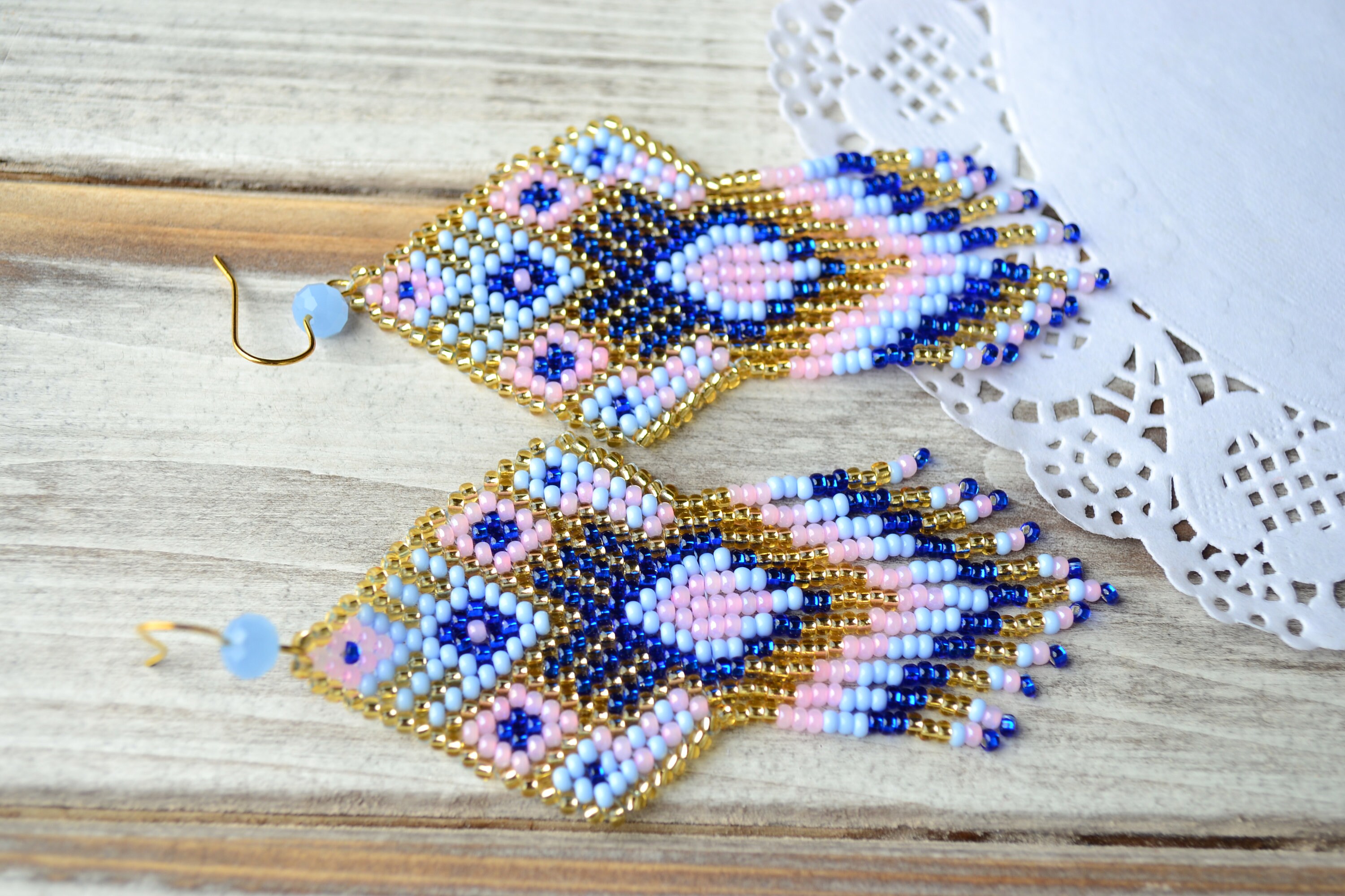 Native American Beaded Fringe Earrings Tribal Statement | Etsy