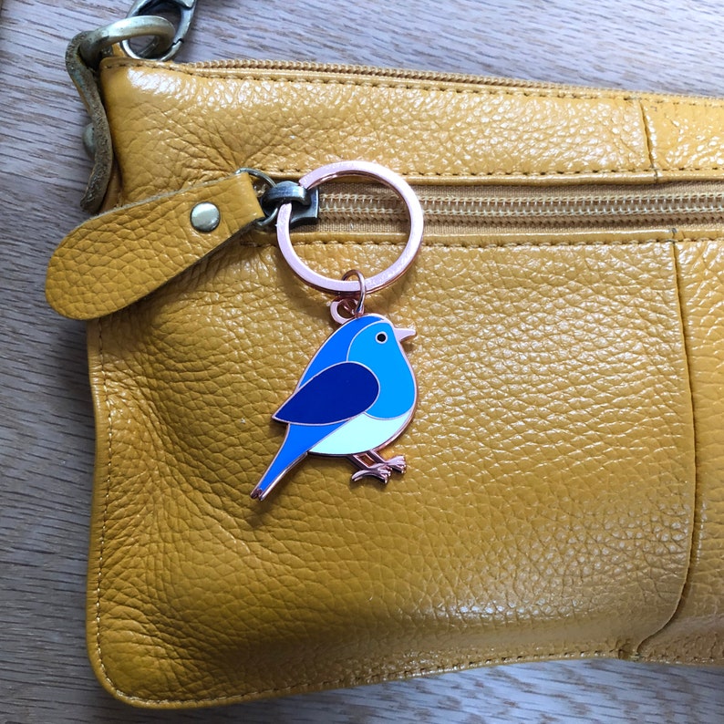 Blue Bird Keyring, Blue Bird Keychain, Blue Bird Key Ring, Bird ...