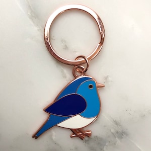 Blue Bird Keyring, Blue Bird Keychain, Blue Bird Key Ring, Bird ...