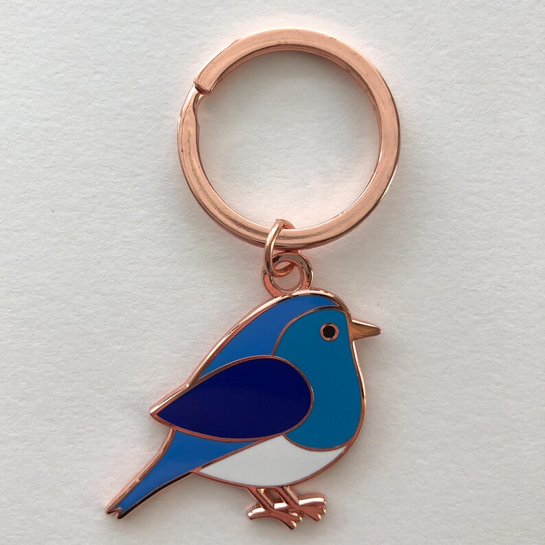 Blue Bird Keyring, Blue Bird Keychain, Blue Bird Key Ring, Bird ...