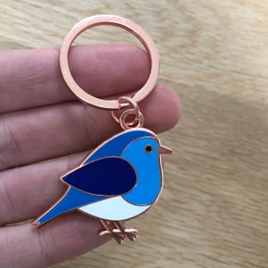 Blue Bird Keyring, Blue Bird Keychain, Blue Bird Key Ring, Bird ...