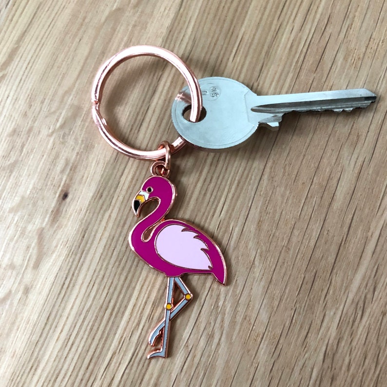 Flamingo Keyring Flamingo Key Ring Cute Keyring Bird | Etsy
