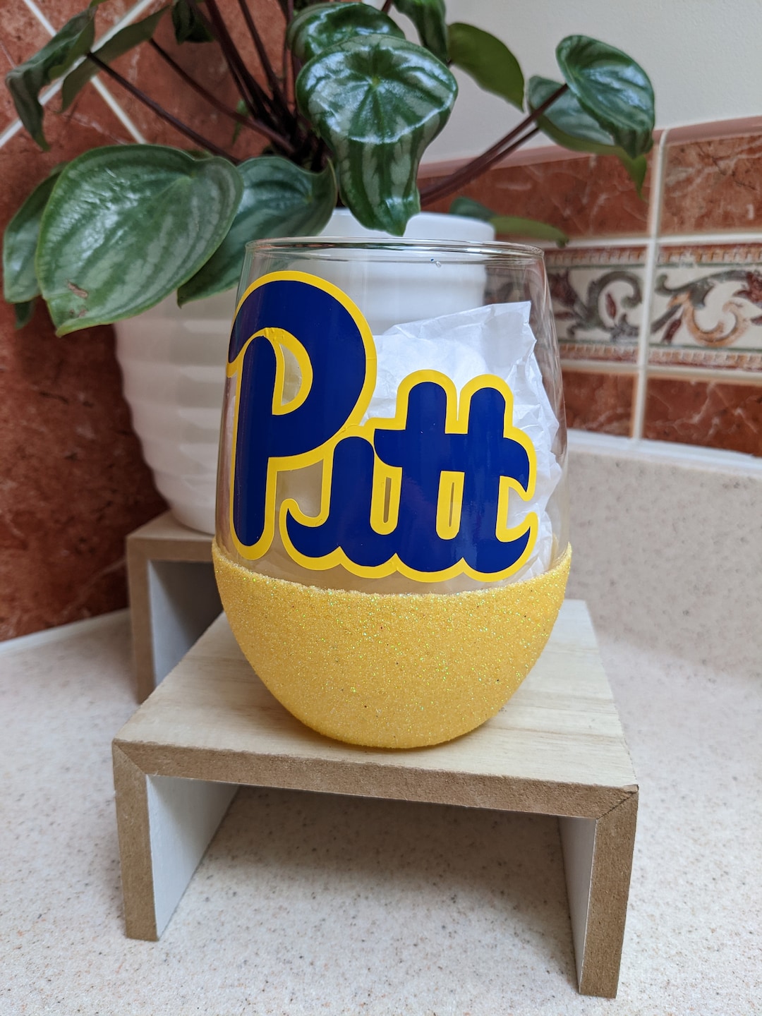 Pitt Wine Glass, #H2P Wine Glass, Glitter Dipped, Pitt Birthday Gift ...
