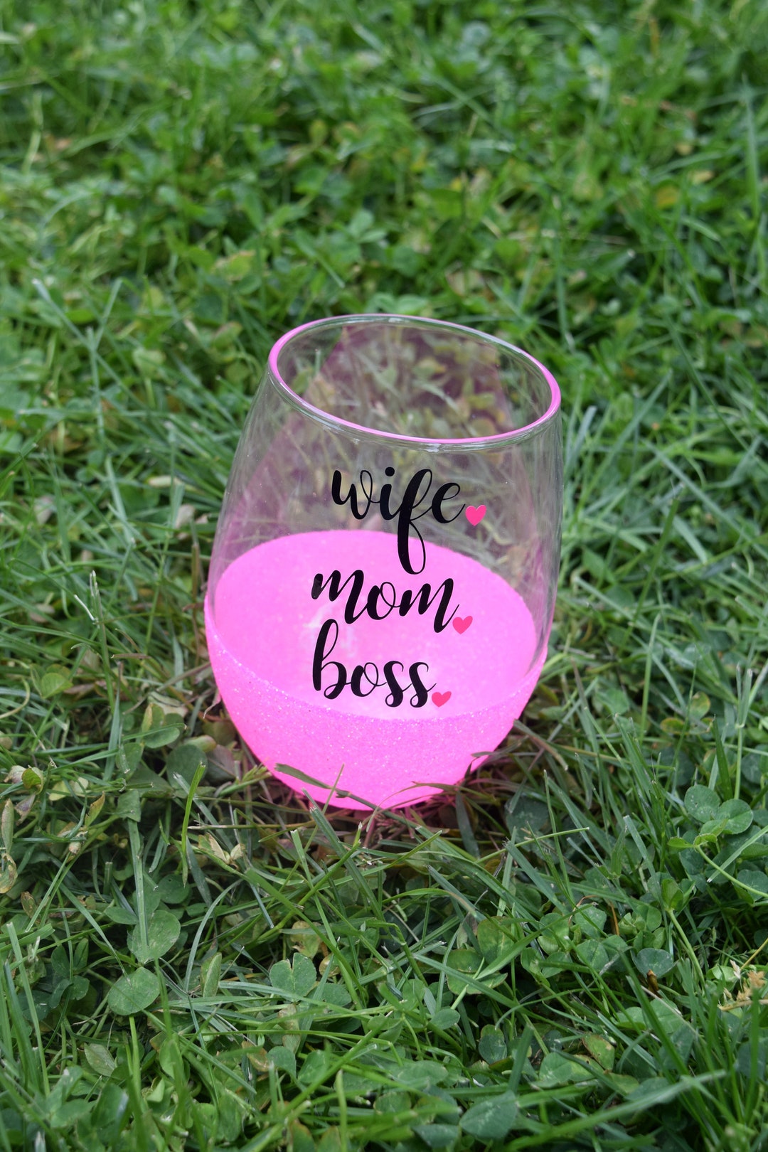 Wife Mom Boss Glitter Wine Glass Boss Wine Glass Boss Gift - Etsy France