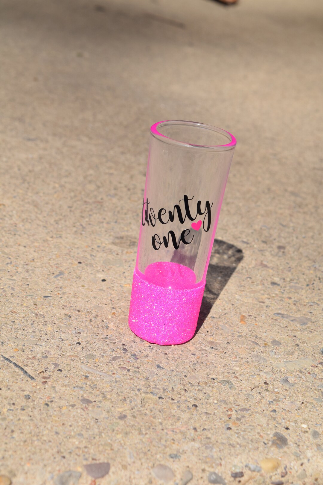 Tall Shot Glass, Glitter Shot Glass, Twenty One, Twenty First Birthday ...
