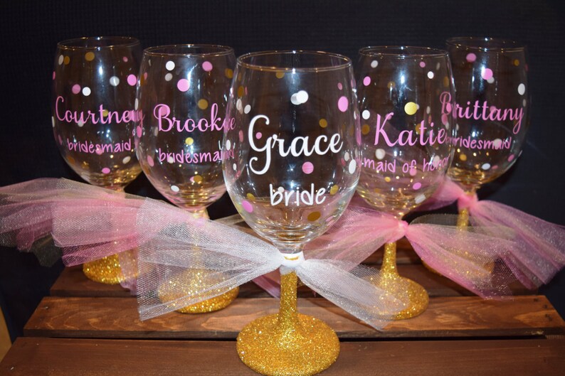 Glitter Wine Glass Bridal Party Gift Bridesmaid Gift - Etsy