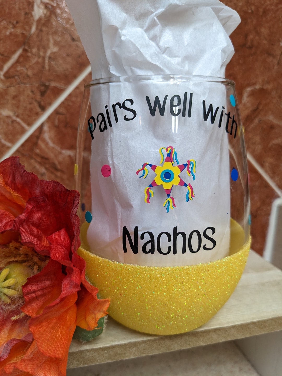 Nachos Themed Wine Glass, Pairs Well With Nachos, Funny Wine Glass ...