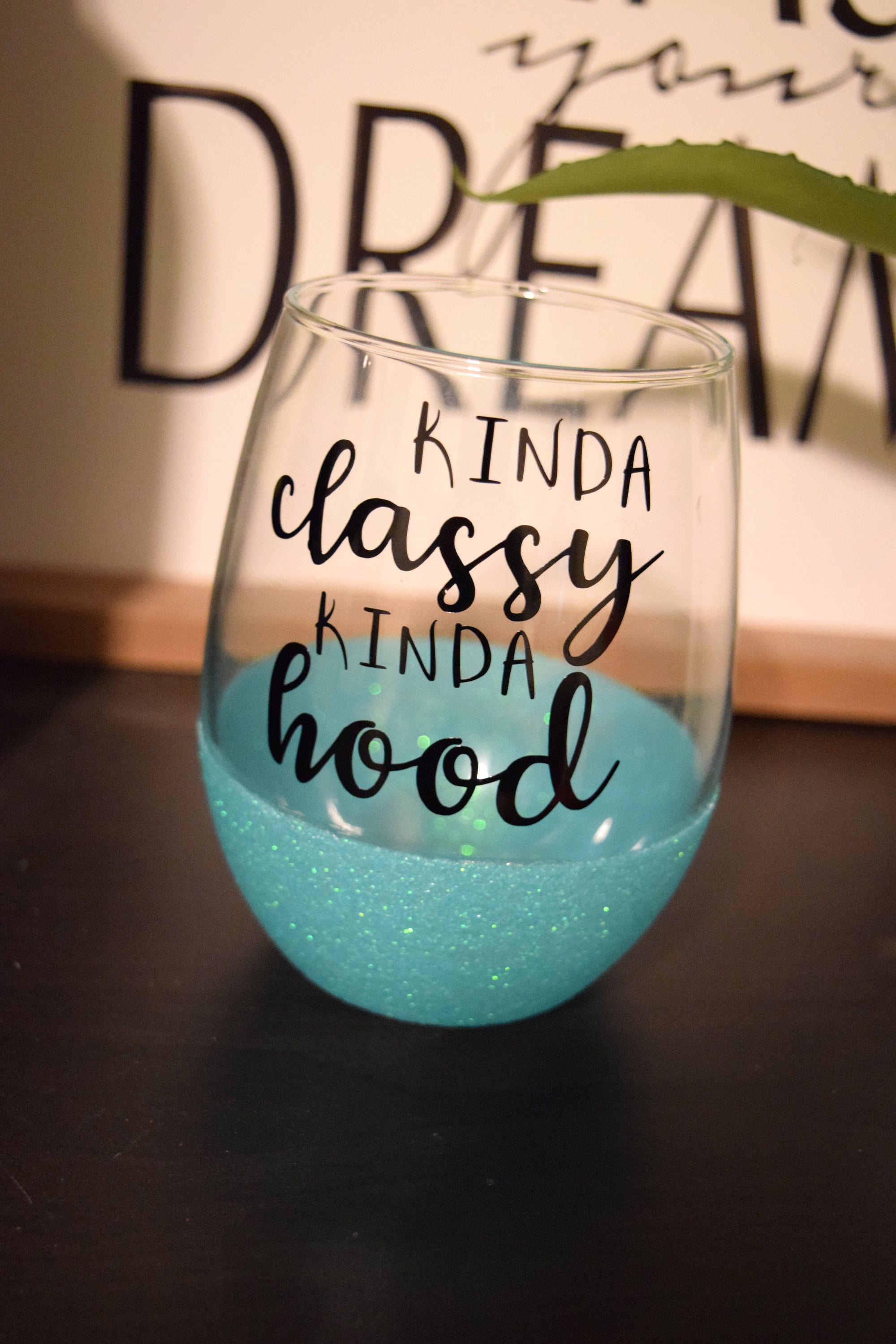 Funny Wine Glass, Funny Wine Glasses, Glitter Wine Glass, Kinda Classy ...