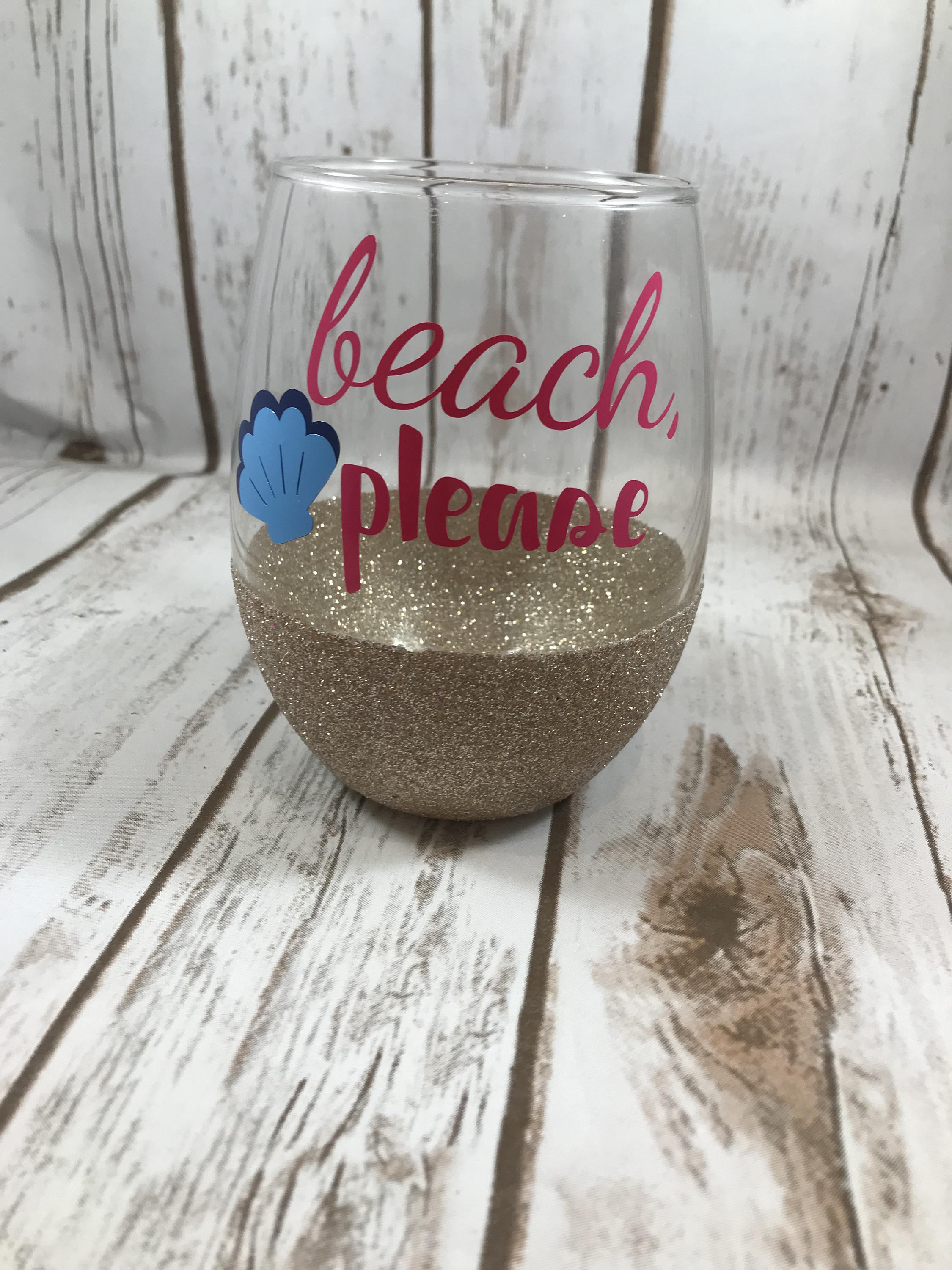 Beach Please, Beach Wine Glass, Beach Wine Gift, Beach Glass, Funny ...