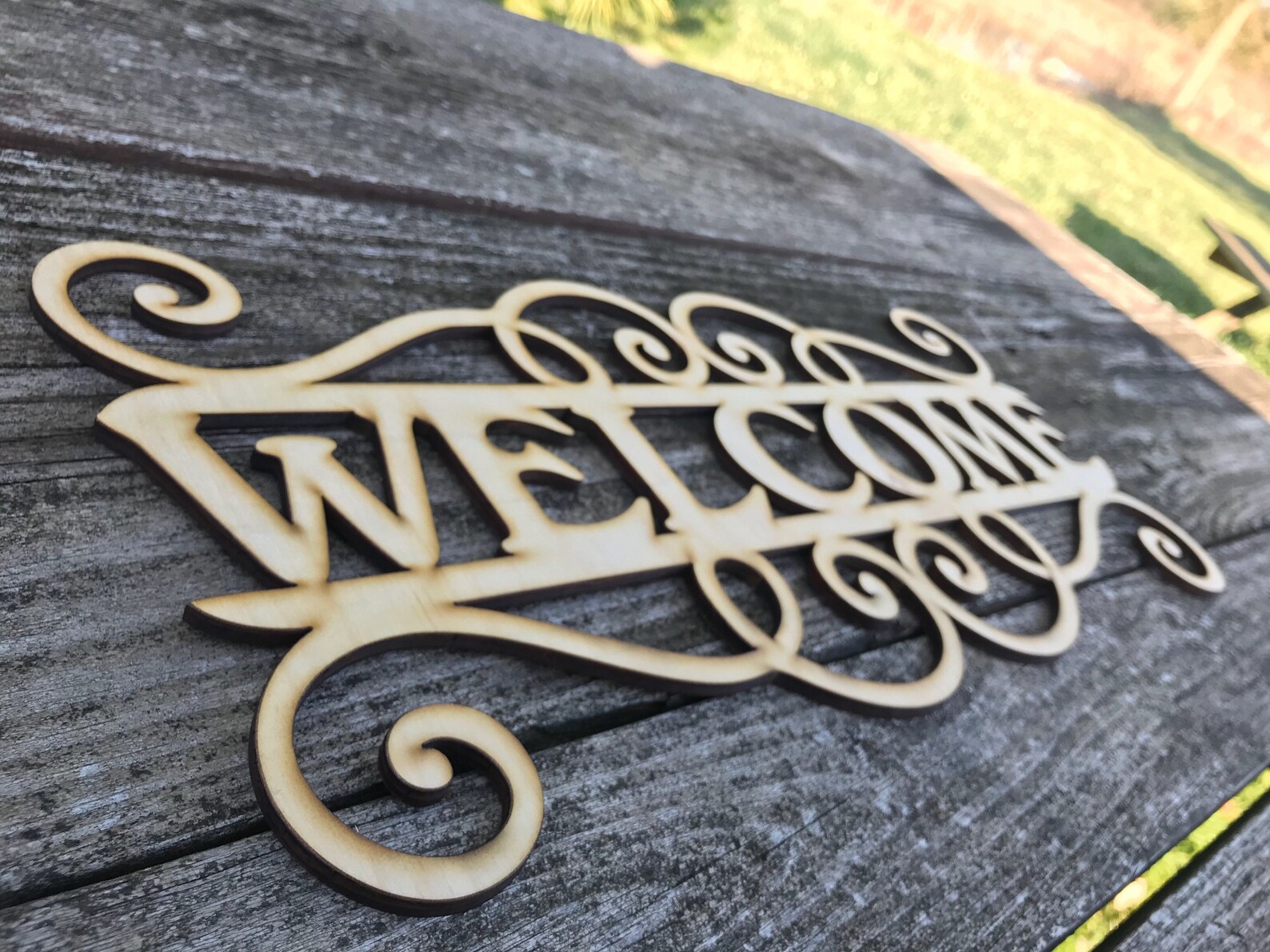 Wood Welcome Fancy Wall Sign Cutout | Etsy