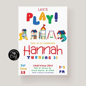 Playground Birthday Party Invitation Template: Colorful Park Invite ...