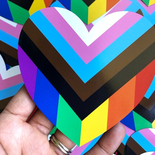 Progress Pride Flag in Heart Rainbow Magnet LGBTQAA Pride - Etsy