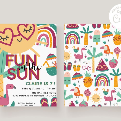 Summer Sun Birthday Party Favor Tags Fun in the Sun Party - Etsy