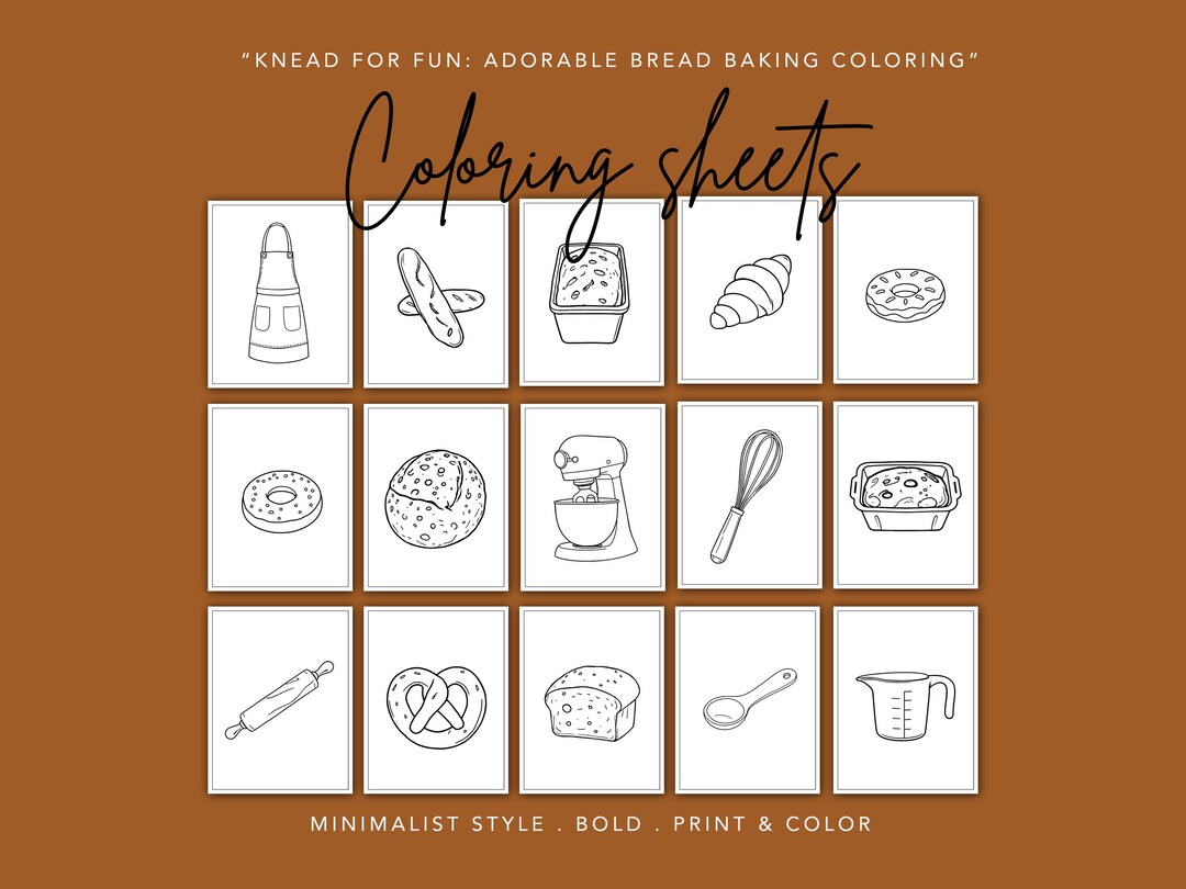 Baking Coloring Pages, Baked Bread Coloring, Food Coloring Book for All ...