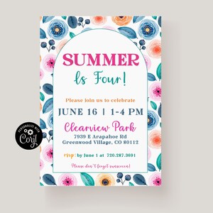 Kids Summer Birthday Party Invitation Template, Printable Summer Party ...