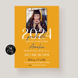 2024 Graduation Invitation Template, Editable Graduation Party ...