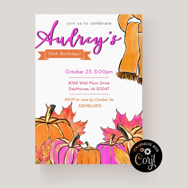Fall Theme Birthday Invitation - Etsy Canada