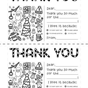 Kids Christmas Thank You Card, Kids Fill in the Blank, Christmas ...