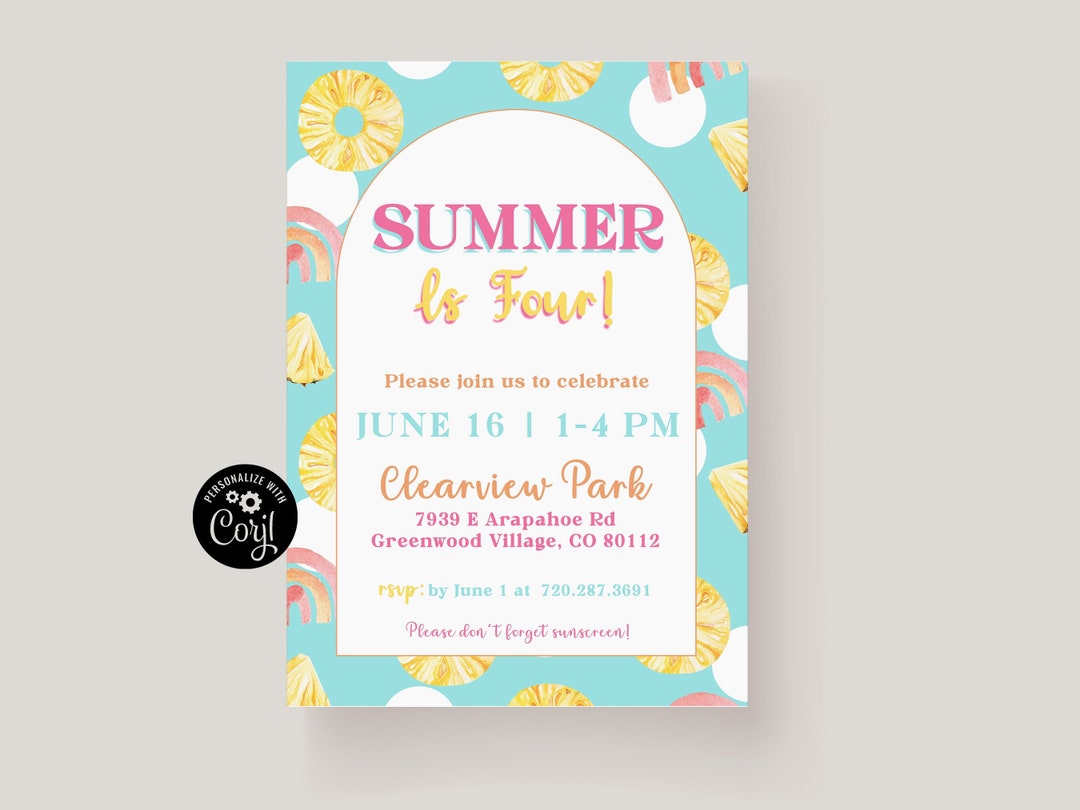 Summer Birthday Party Invitation: Rainbow Fun (printable Template) - Etsy