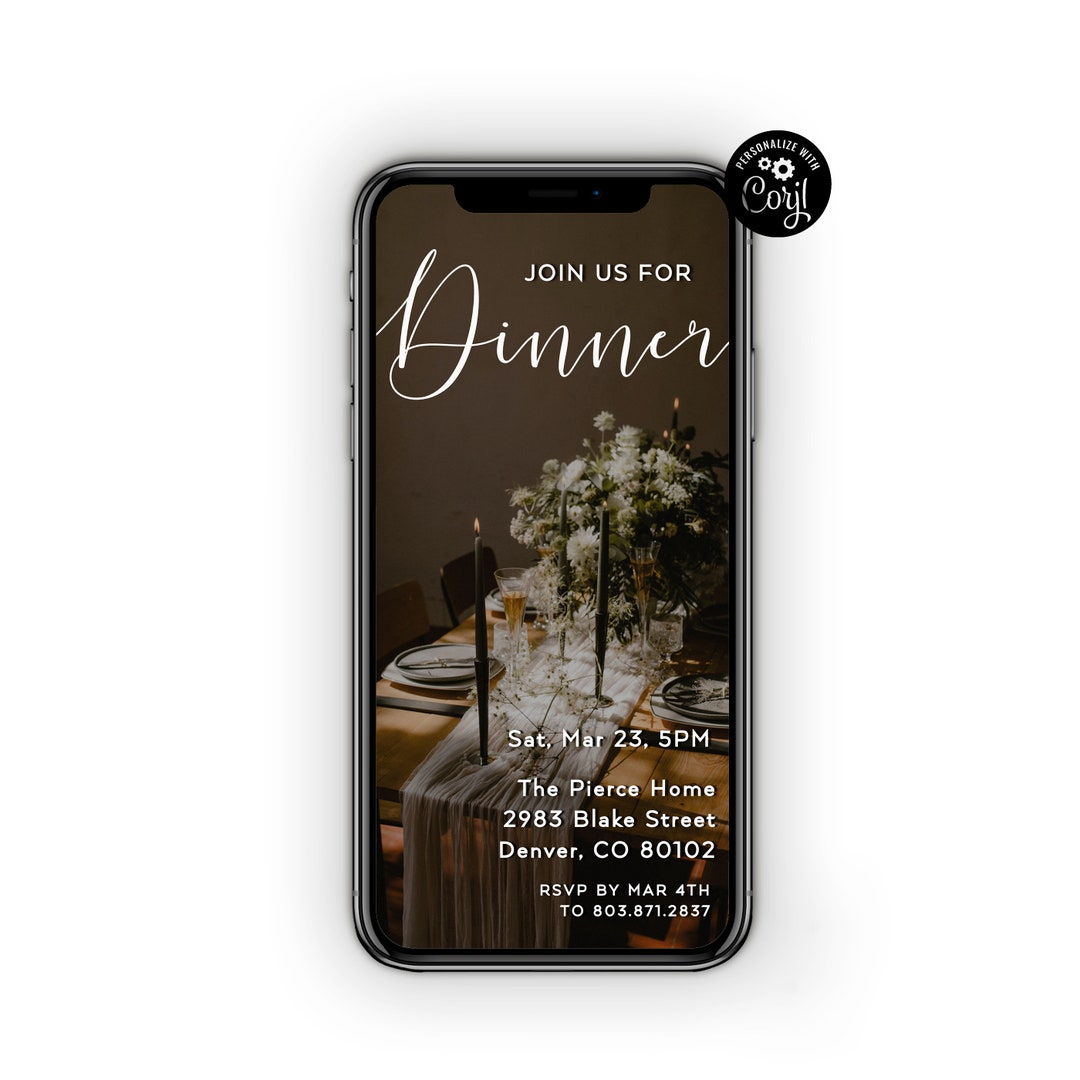Dinner Phone Invitation Template, Electronic Invite, iPhone Invite ...