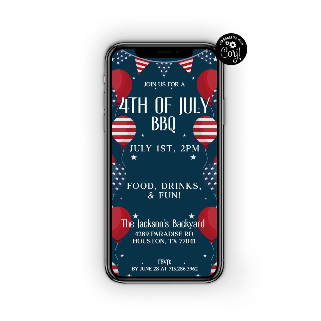 Fouth of July BBQ Party Invitation Template, Independence Day Bbq ...