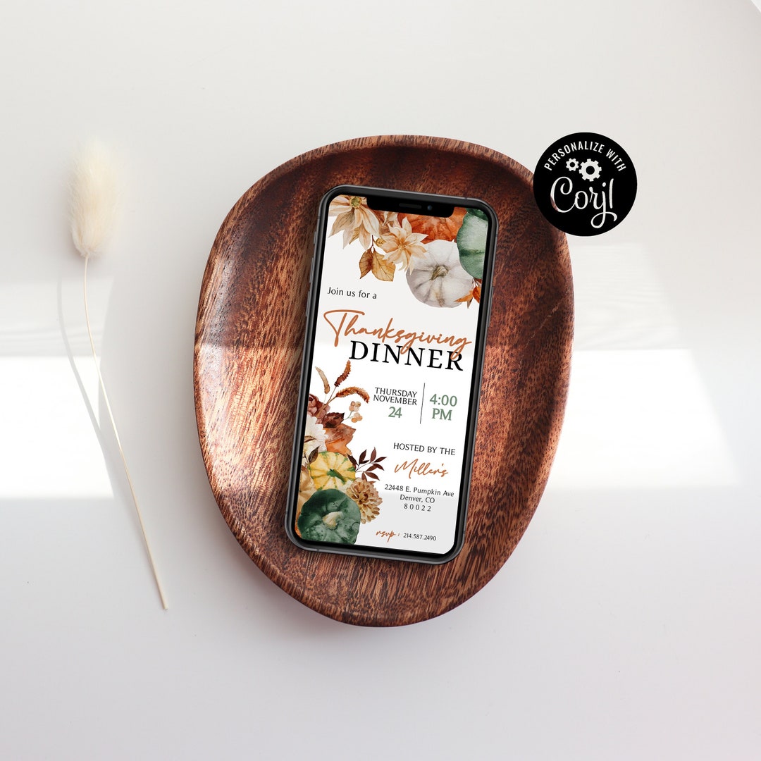 Editable Thanksgiving Dinner Phone Invitation Template - Etsy