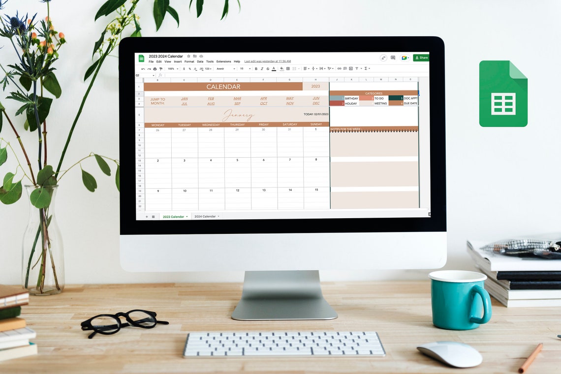 2025-2027 Google Sheets Planner: Continuous Scroll Calendar (digital ...