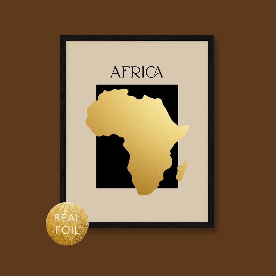 Africa Gold Foil Art, Modern African Map, Luxury African Decor ...