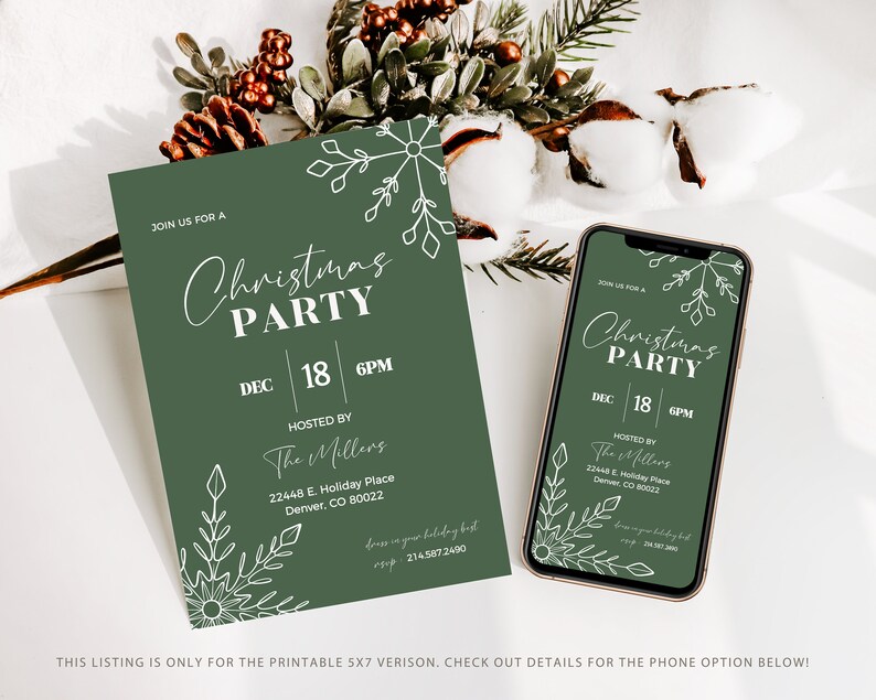 Editable Christmas Party Invitation Holiday Party Invite - Etsy