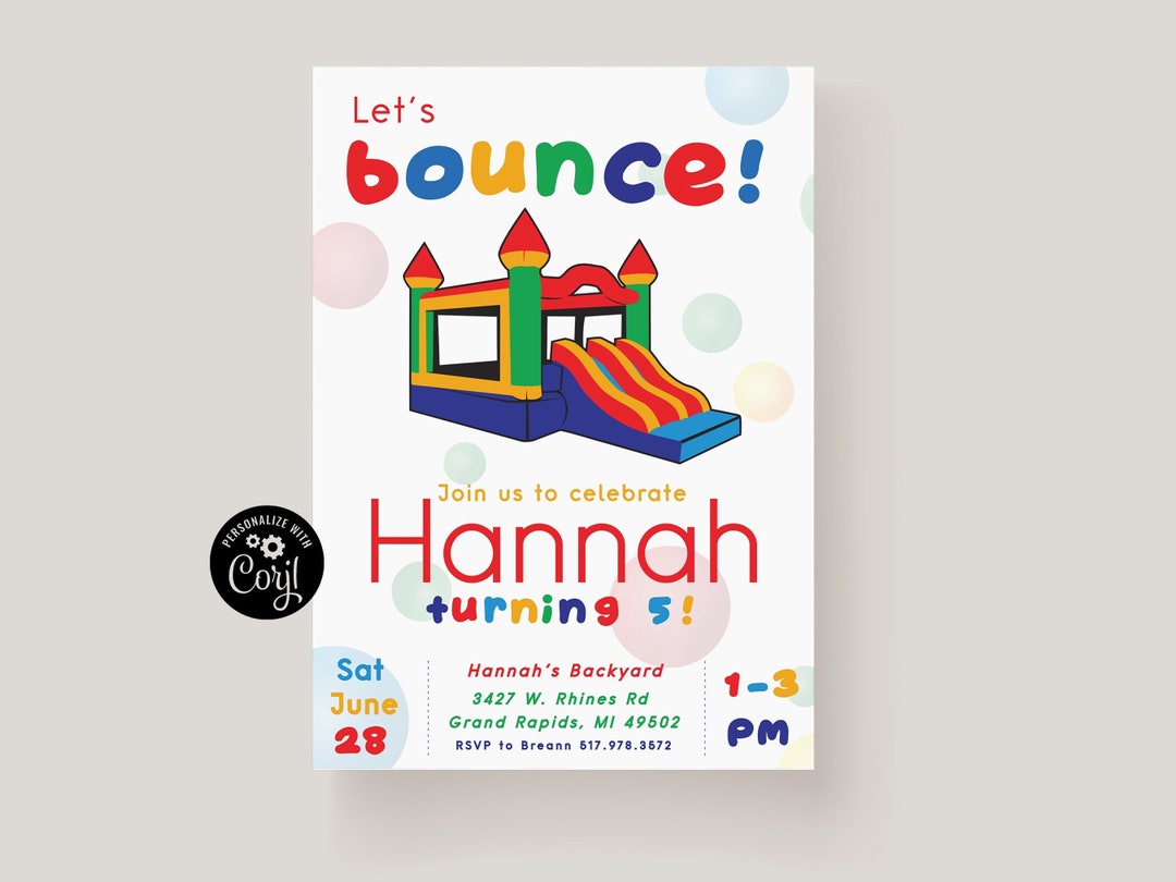 Bounce House Birthday Party Invitation Template, Bouncy House Party ...
