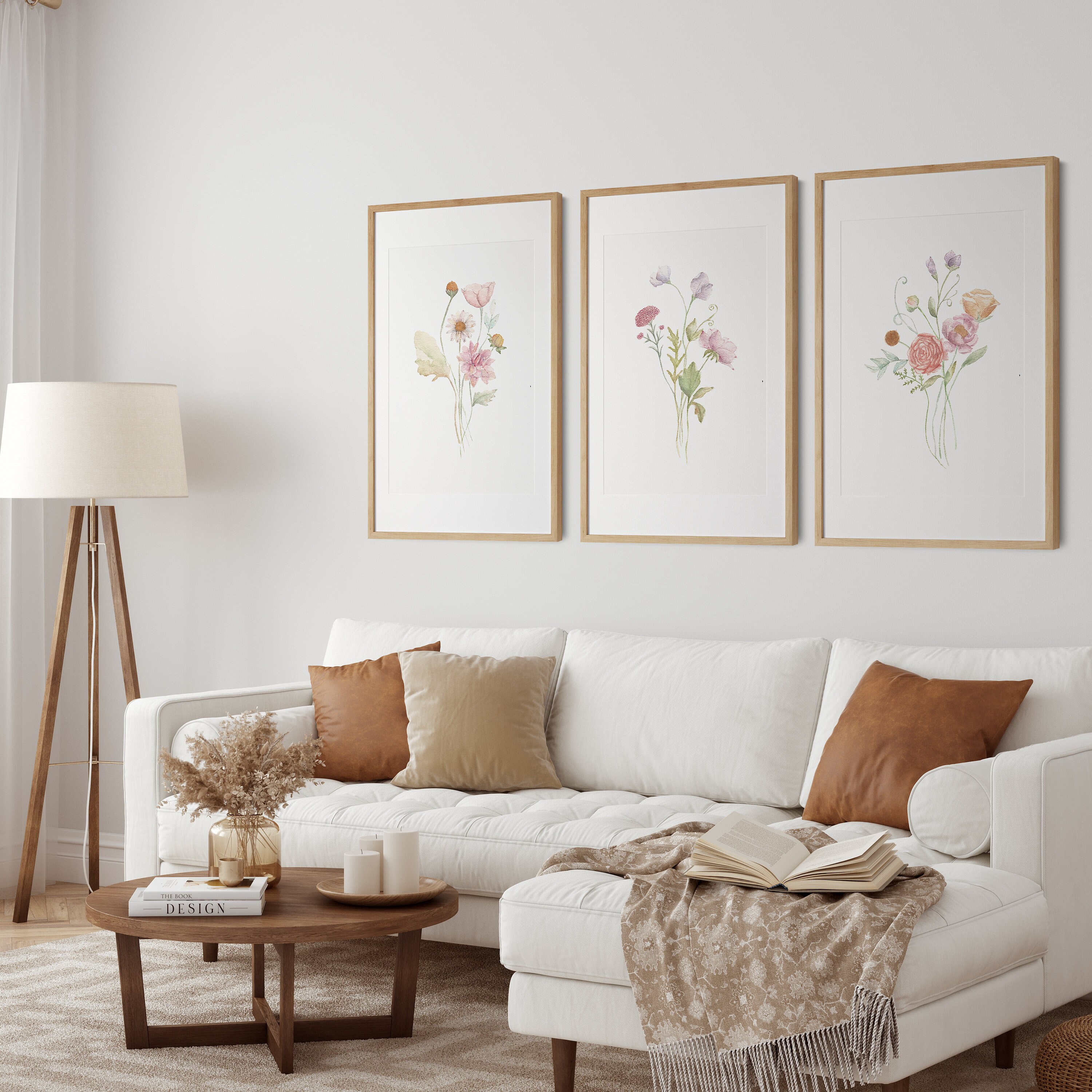 Watercolor Botanical Print Set of 3 Spring Flowers Prints - Etsy