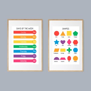 Educational Prints, Set of 8 Preschool Posters, Classroom Decor ...
