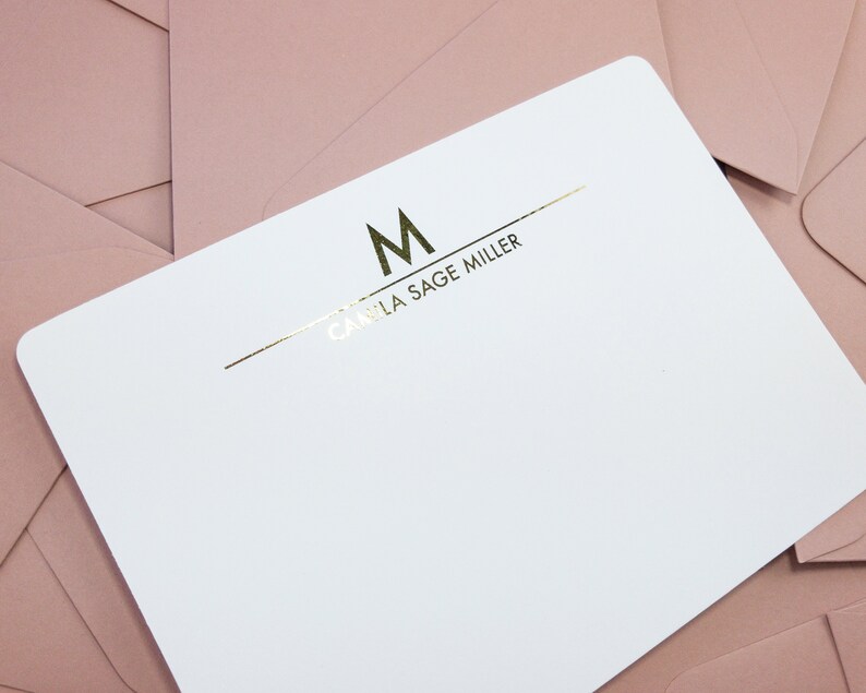 Personalized Stationery Gold Foil Note Cards Personalized | Etsy