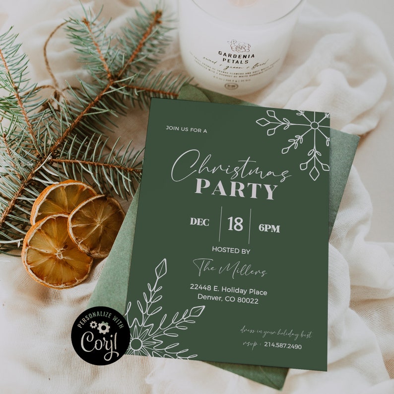Editable Christmas Party Invitation Holiday Party Invite - Etsy