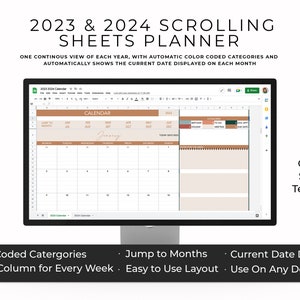 2023-2024 Google Sheets Planner, Google Sheet Calendar, Google Sheets ...