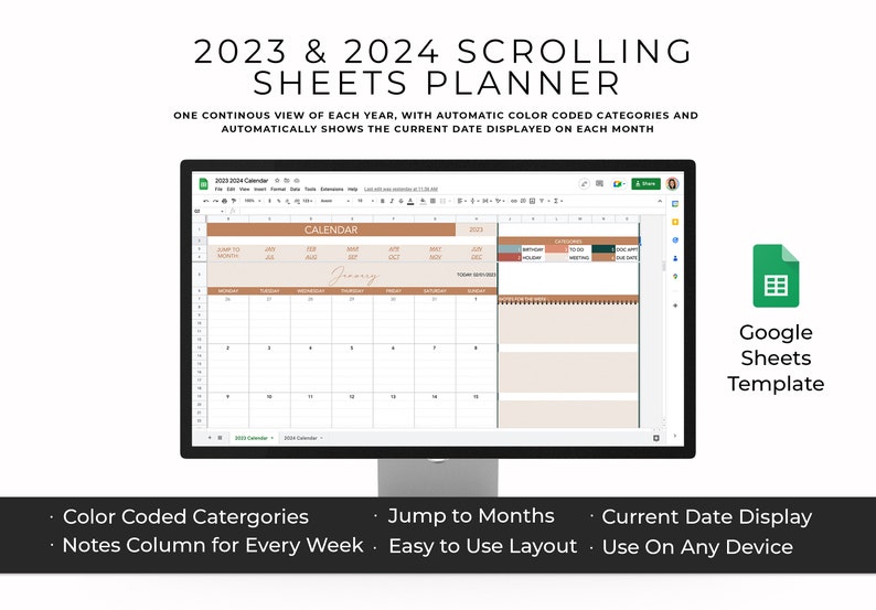 2023-2024 Google Sheets Planner Google Sheet Calendar Google - Etsy