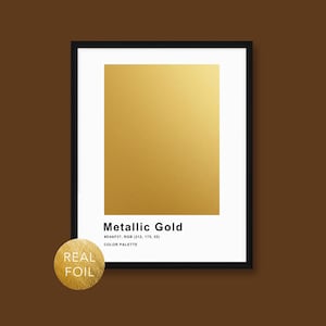 Gold Color Palette Print, Gold Color Scheme, Metallic Gold Hex Code Art ...