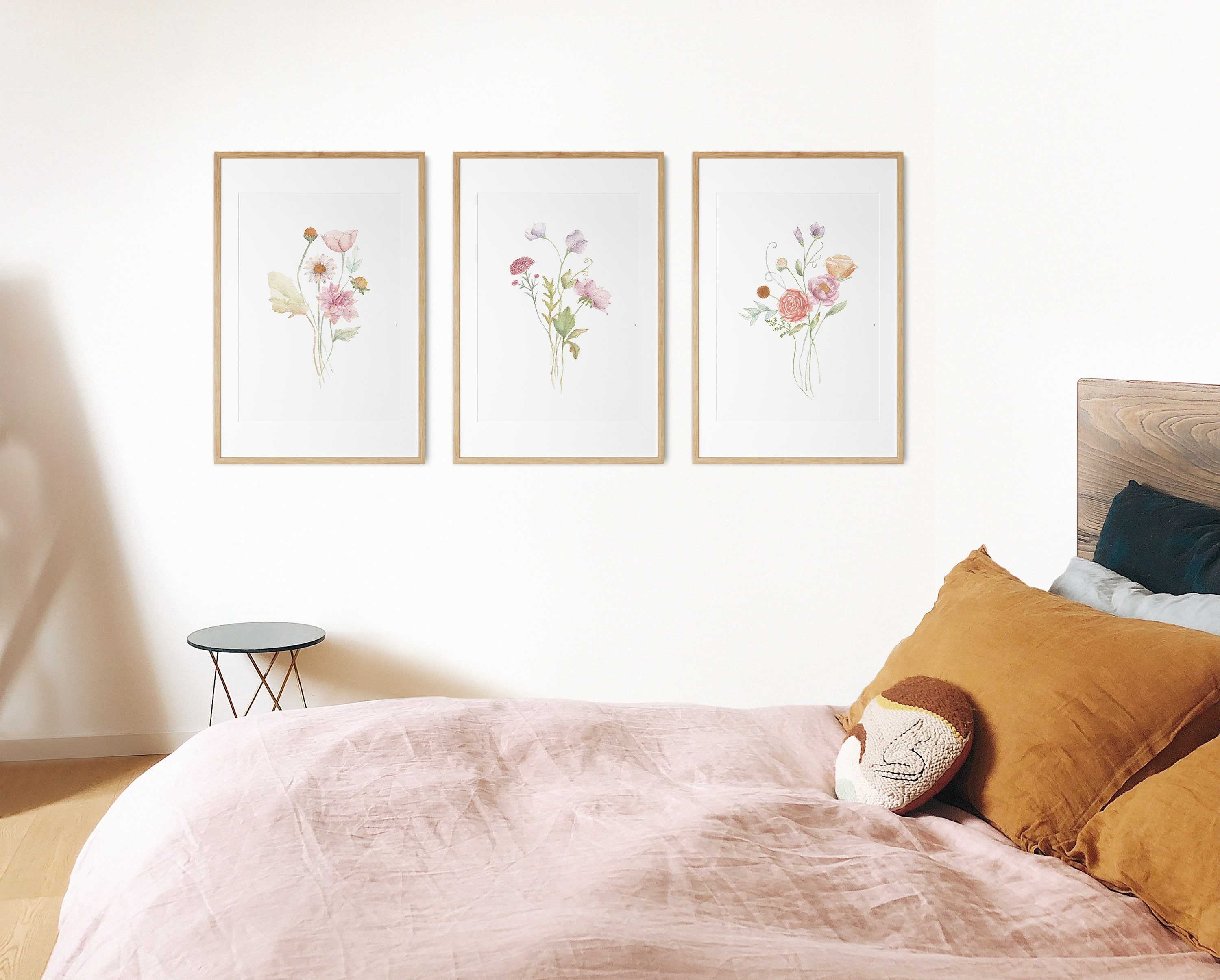 Watercolor Botanical Print Set of 3 Spring Flowers Prints - Etsy